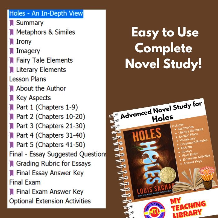 Holes Advanced Novel Study: Literary Elements, Analysis, and More ...